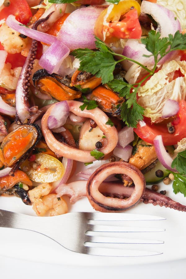 Seafood salad stock image. Image of cuisine, fish, squid - 21612891