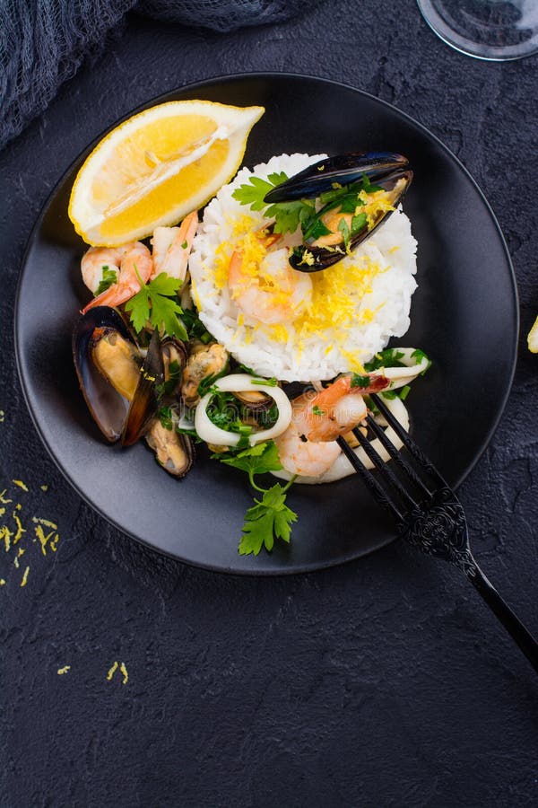Seafood saute portion stock image. Image of portion, lunch - 98790357