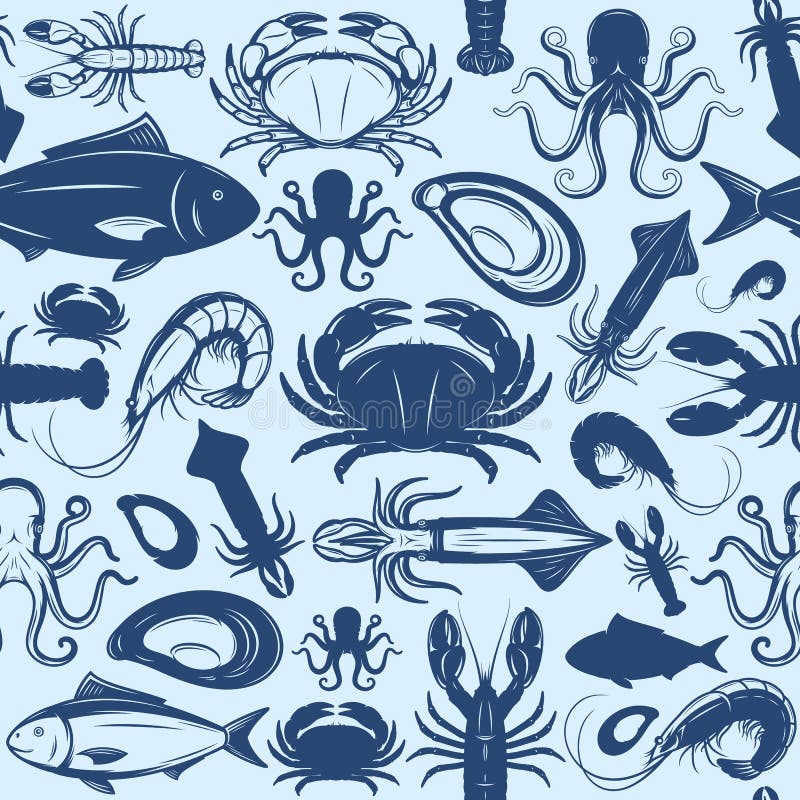 Seafood Pattern Stock Illustrations – 30,135 Seafood Pattern Stock ...