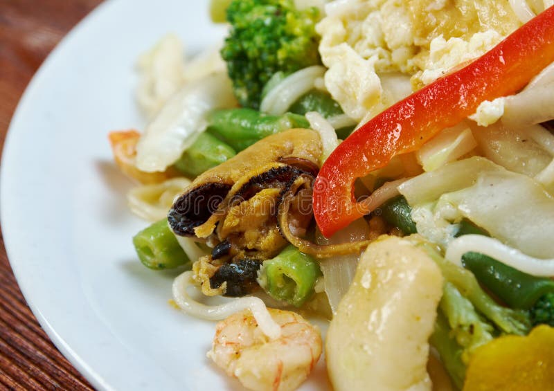 Seafood and somen noodles stock photo. Image of eating - 42286672