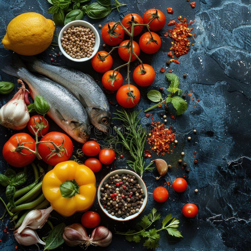 A Seafood Spread of Various Types of Fish, Including Salmon and ...