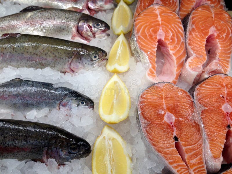 Seafood in the store stock image. Image of salmon, ingredient - 115841603