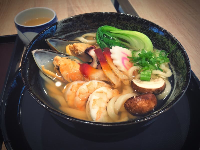 Seafood Udon Noodle Soup, Popular Japanese Dish Stock Photo - Image of ...