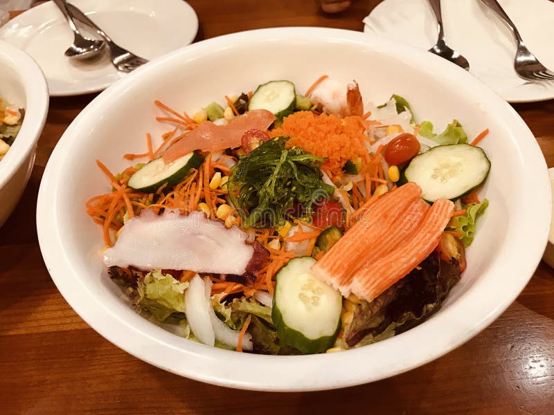 Seafood Wasabi Salad in Thailand. Stock Image - Image of ingredient ...