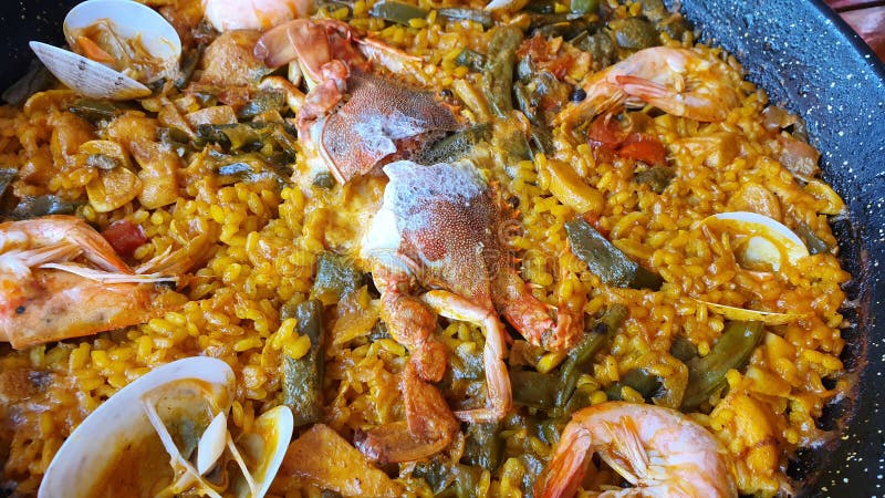Seafoods Mixed with Java Rice in Spanish Style Stock Image - Image of ...