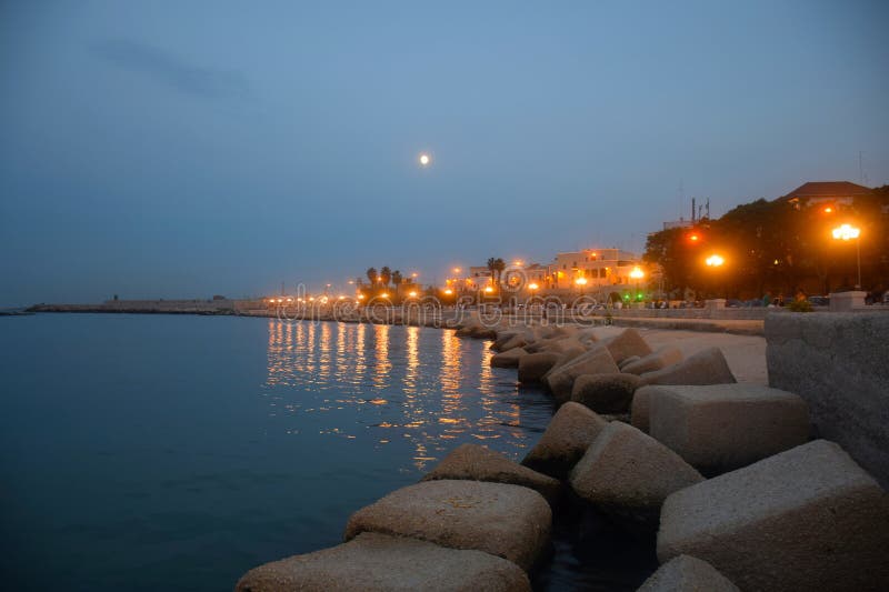 Seafront of Bari at Sunset in Puglia Stock Image - Image of italy ...