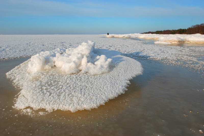 Seafront with Fresh Ice and Snow Crystals. Stock Photo - Image of ...