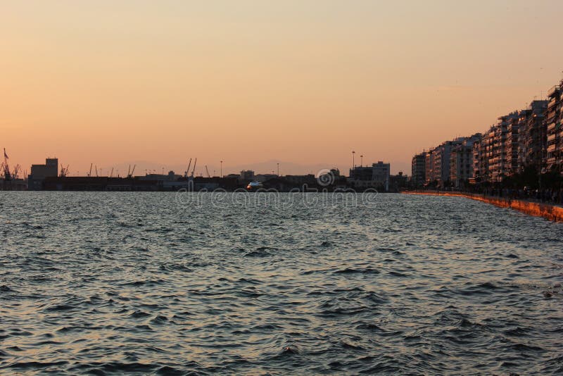 The Seafront and the Harbor in Thessaloniki Greece Stock Photo - Image ...