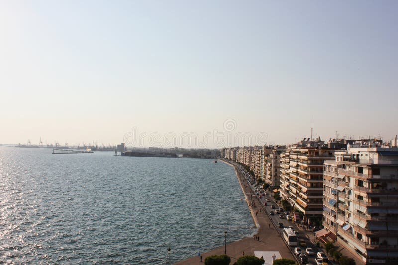 The Seafront and the Harbor in Thessaloniki Greece Stock Image - Image ...