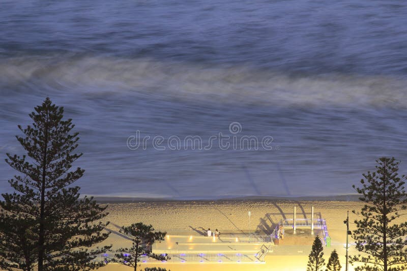 Ocean Beach Promenade Long Exposure at Night Stock Photo - Image of ...