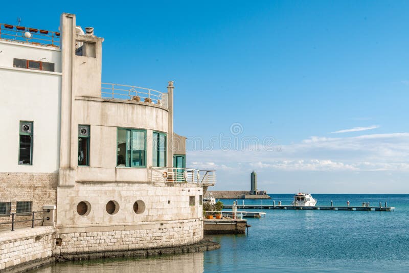 A Seafront Pier Building. Bari, Puglia, Italy Editorial Image - Image ...