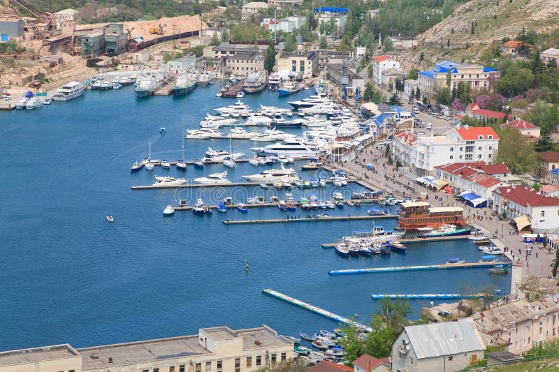 Seafront with Ships at Pier (Balaclava, Crimea) Editorial Stock Image ...