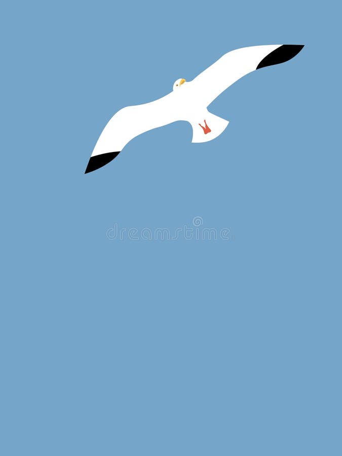 Seagull Background on a Blue Sky Stock Vector - Illustration of ocean ...