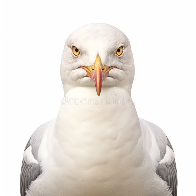 Seagull Close-up: Intense Expressions in Digital Art Stock Illustration ...