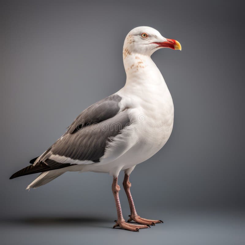 Studio Shot of Seagull on Isolated Background Stock Illustration ...
