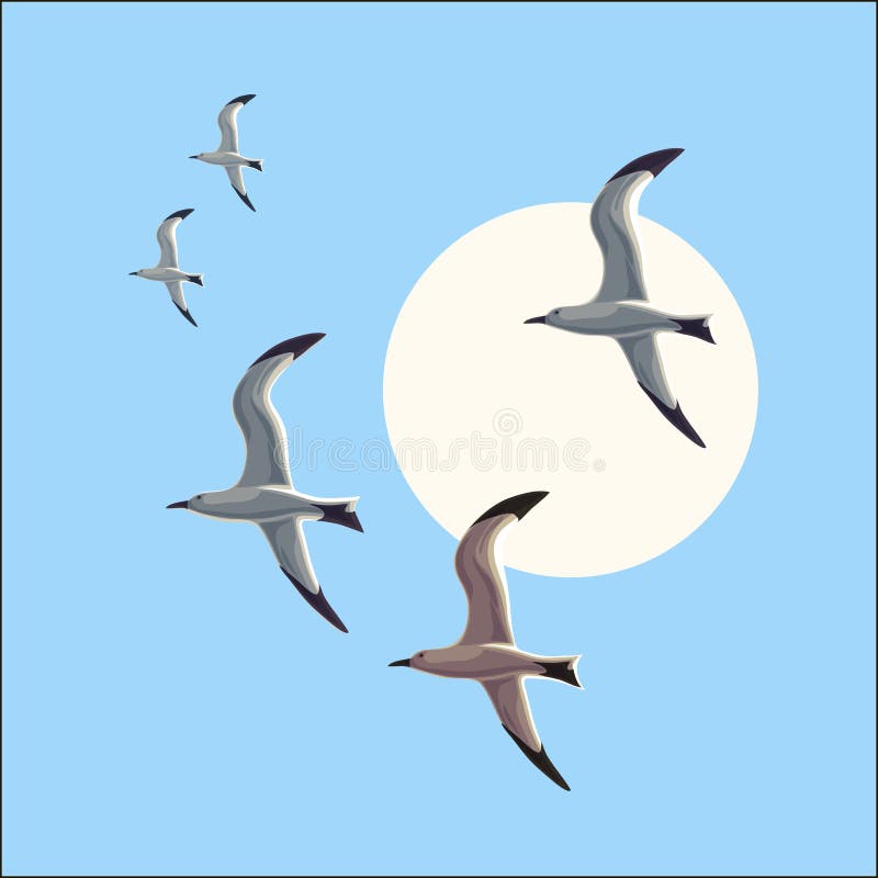 Seagull Flying Blue Circle Stock Illustrations – 71 Seagull Flying Blue ...