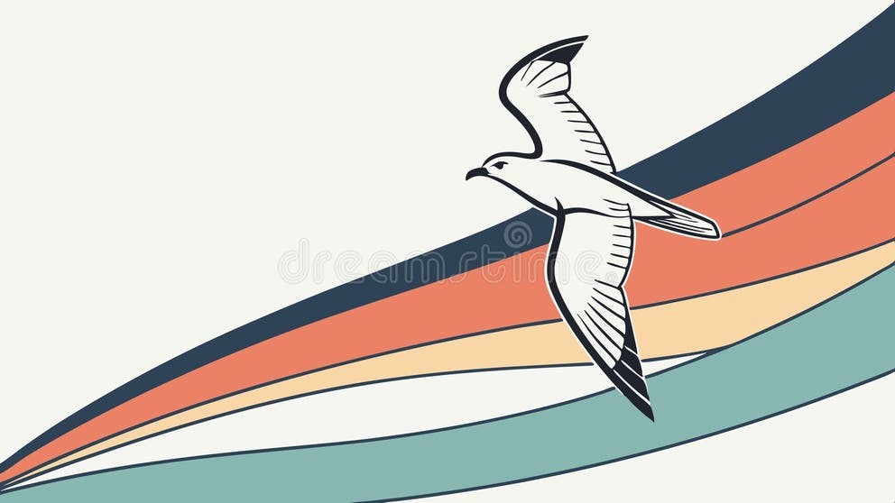 Seagull Flying with Abstract Colored Stripes Graphic Vector Design ...