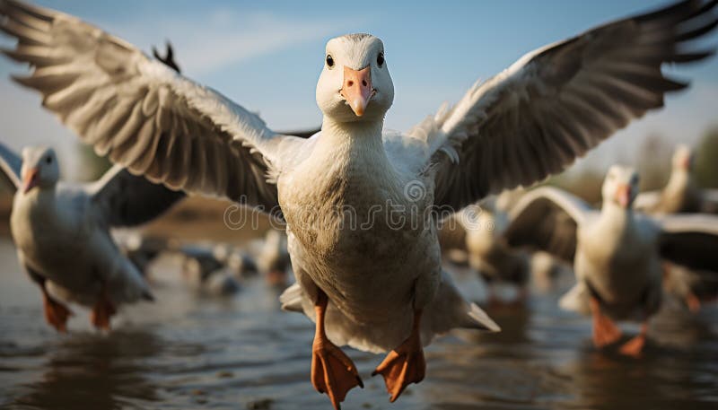 Seagull Flying Freely, Wings Spread, Beauty in Nature Generated by AI ...