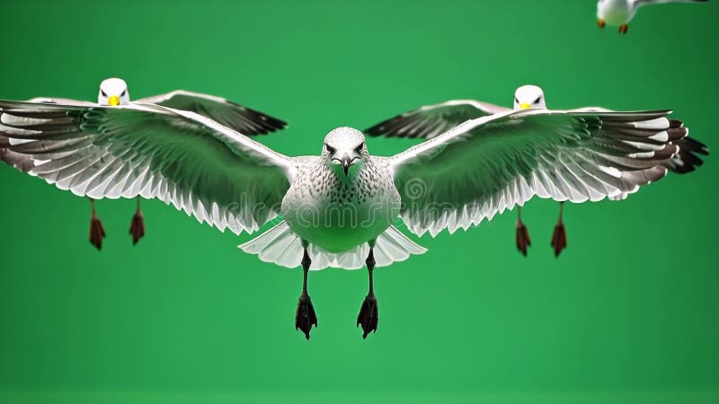 Seagull Flying with Spread Wings on Green Screen Background Stock Video ...