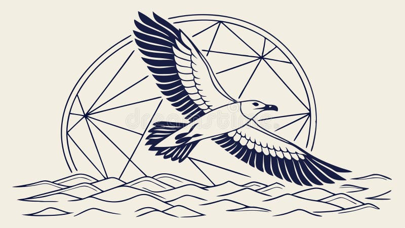 Seagull Geometric Design Illustration Bird Flight Nature Art, Vector ...