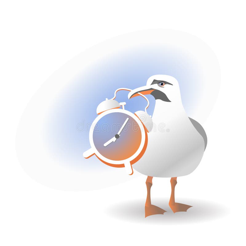 Seagull Holds an Alarm Clock in Its Beak Stock Vector - Illustration of ...