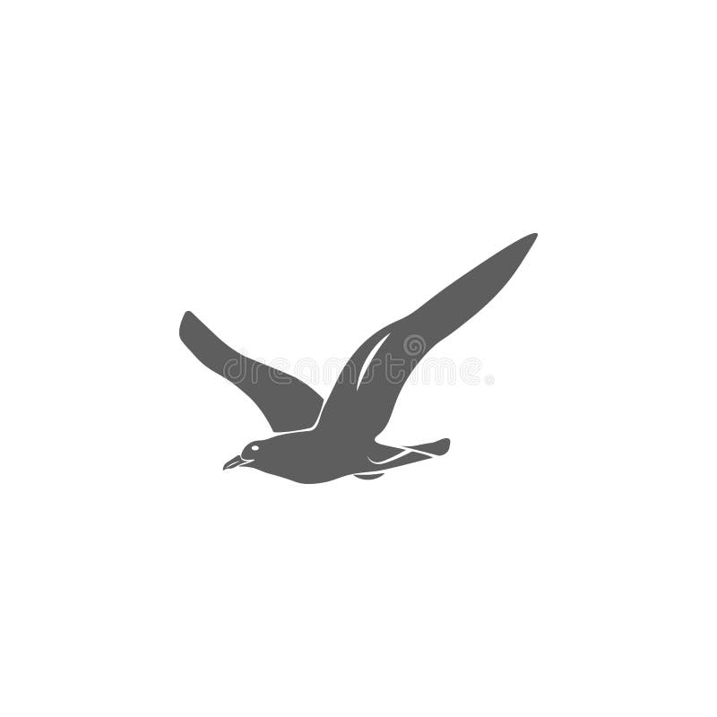 Seagull Icon in Flat Style Isolated Vector Illustration on White ...