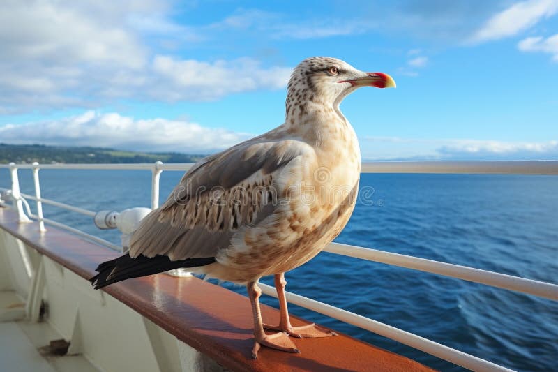 A Seagull Seen from the Ships Deck with the Sea in the Background Stock ...