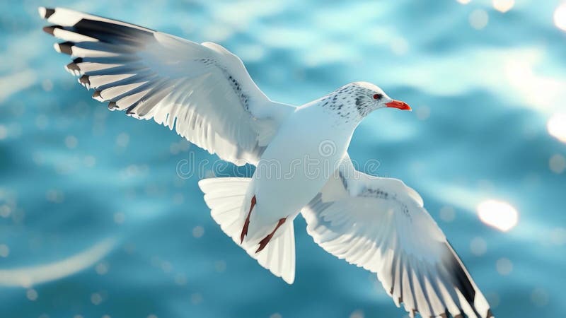 A Seagull Soaring Above the Surface of Calm Water Stock Footage - Video ...