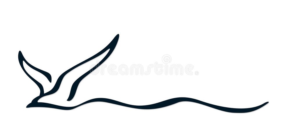 The Seagull Symbol in the Sea. Stock Vector - Illustration of vector ...