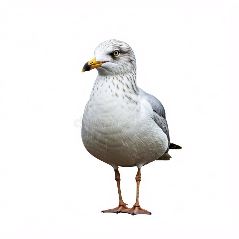 A Seagull with a White Body and Grey Wings, Standing on a White ...