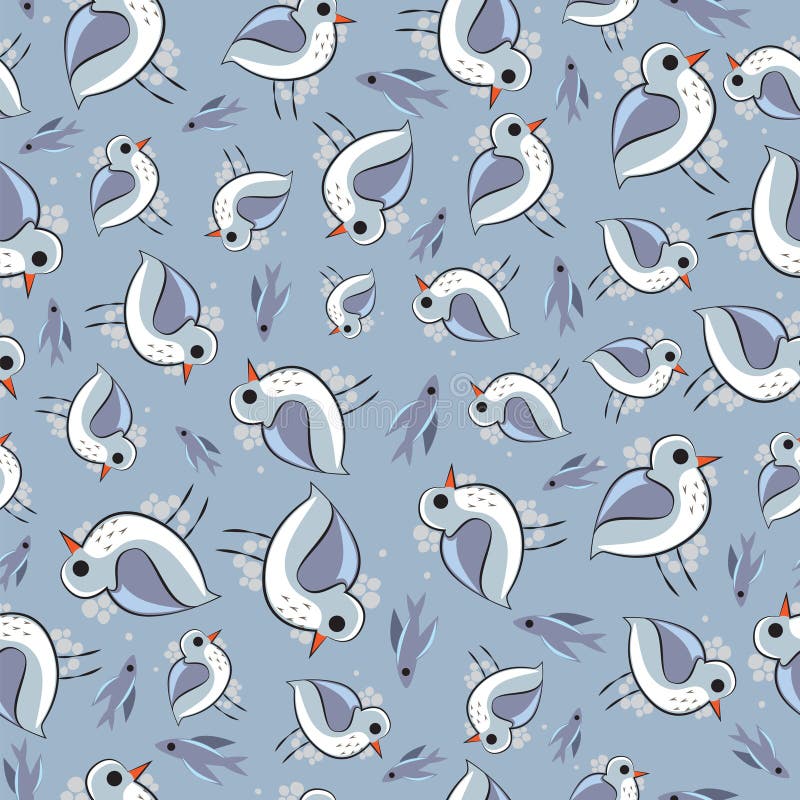 Seagulls_pattern stock vector. Illustration of seagulls - 39488291