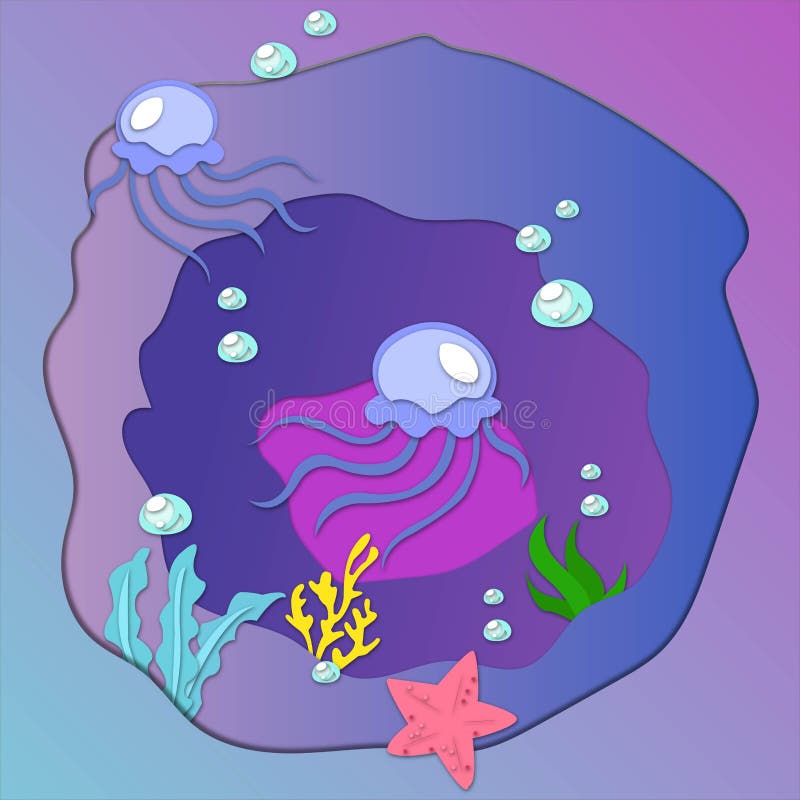 Seahorse in the Deep Sea Illustration, Beautiful Seahorse Cartoon, Deep ...