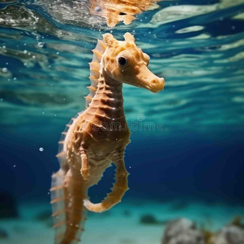 A Seahorse Holding Onto Seaweed Stock Illustration - Illustration of ...