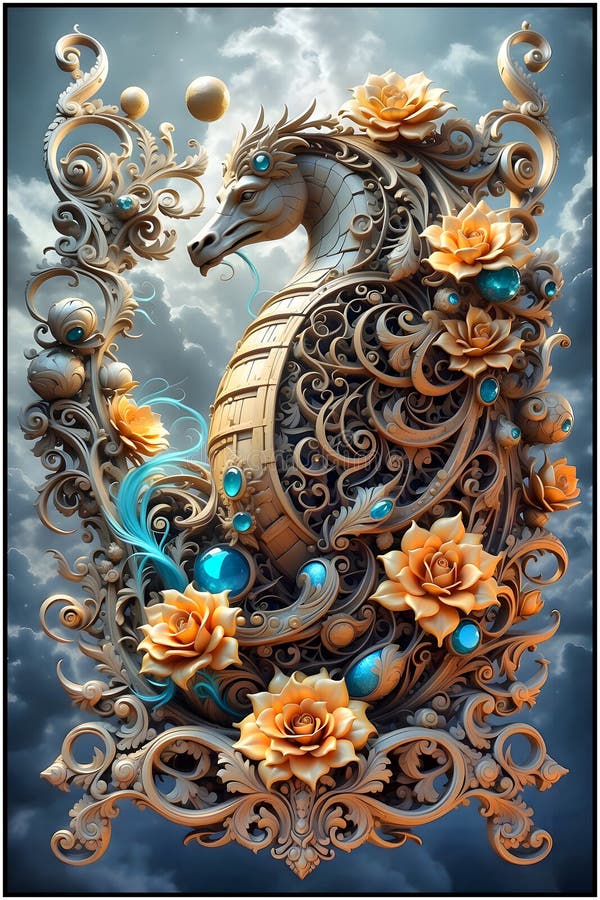 Seahorse Tattoo, Unique Design Stock Illustration - Illustration of ...