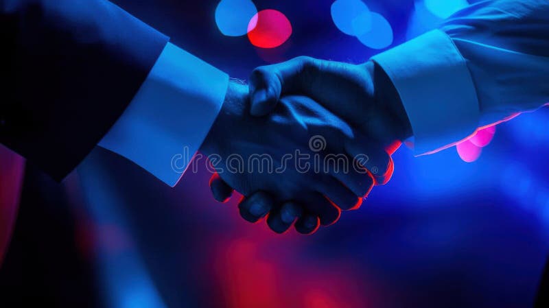 Seal a Deal with Handshake on Blue Background with Partnership Theme ...