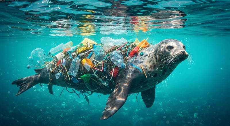 A Seal Entangled in Ocean Plastic Pollution a Cry for Environmental ...