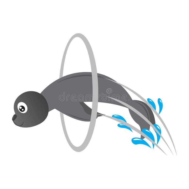Seal Jumping between the Ring. Vector Illustration Decorative Design ...