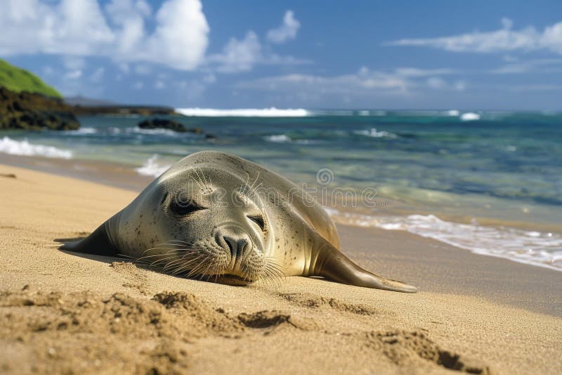 Seal is Laying on the Beach, Looking at the Camera Stock Image - Image ...