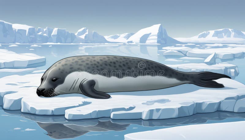 A Seal is Laying on the Ice Stock Illustration - Illustration of chilly ...