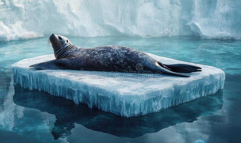 A Seal is Laying on Top of a Block of Ice Stock Photo - Image of travel ...