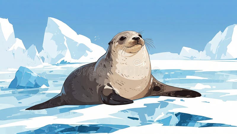 A Seal Lethargically Floats on the Antarctic Ice To Bask in the Sun ...