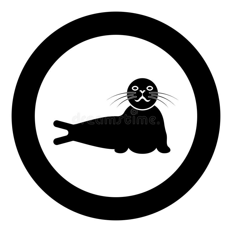 Seal Lying Icon in Circle Round Black Color Vector Illustration Image ...