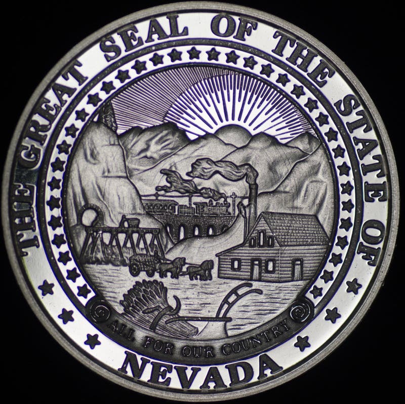 Seal of Nevada on Silver Coin Stock Photo - Image of money, history ...