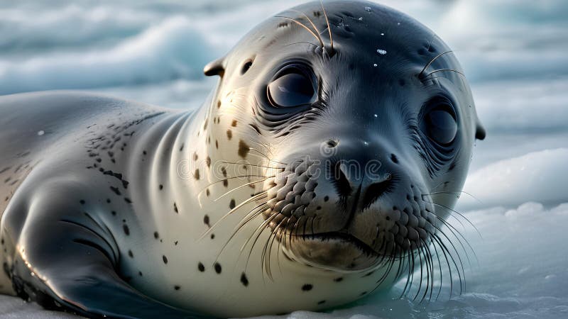 A Seal Pup Face Looking at the Camera Stock Illustration - Illustration ...