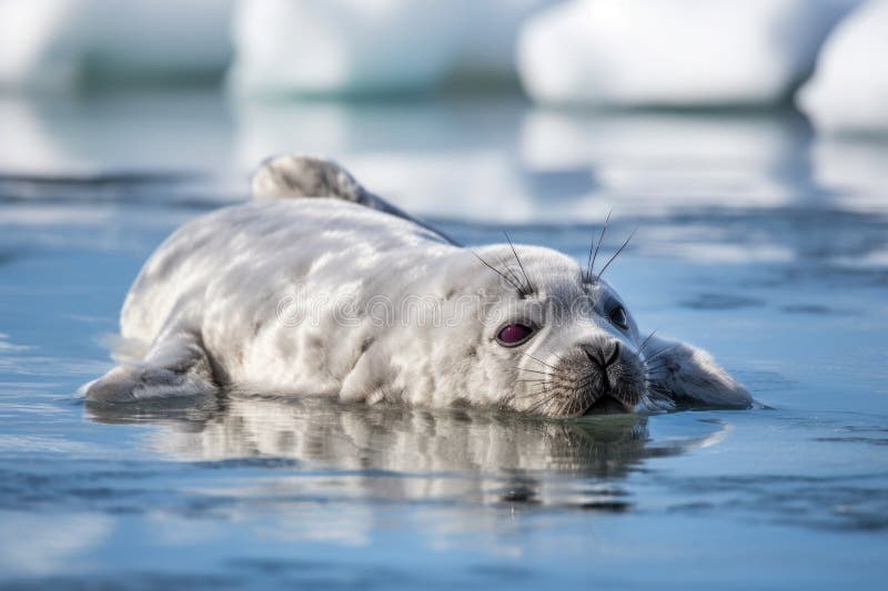 Seal Pup Napping on Ice with Its Flippers in the Air Stock Illustration ...
