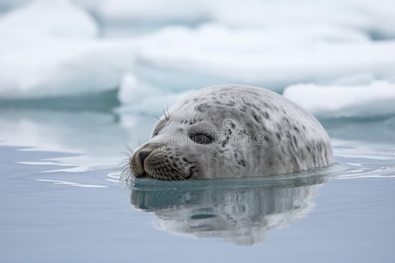 Seal Pup Napping on Ice, with Its Head and Flippers Tucked Close Stock ...