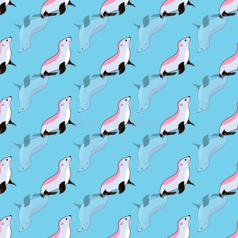 Seal Repeat Pattern Design on Blue Background Stock Vector ...