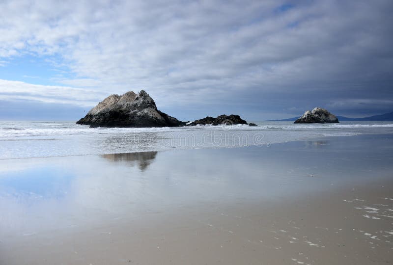Seal Rocks, on Ocean Beach in San Francisco Stock Photo - Image of sand ...