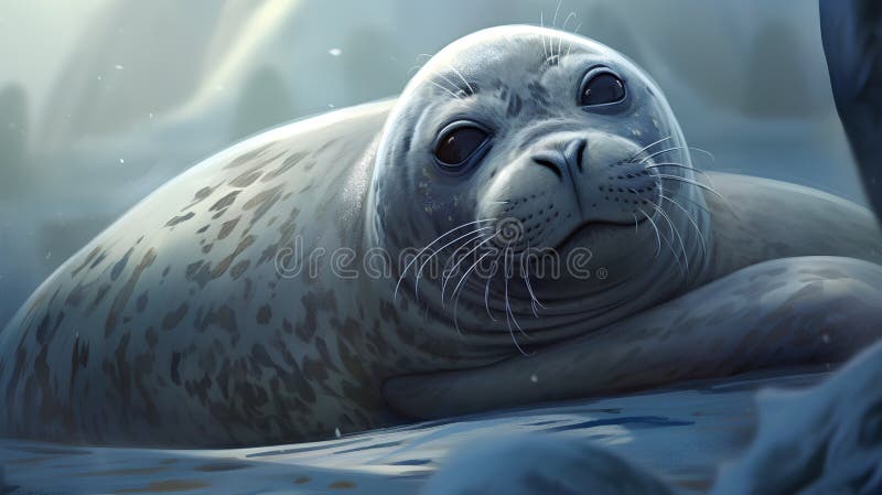 Seal in the Sea - 3d Rendered Illustration of a Seal Stock Illustration ...