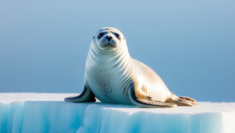 A Seal is Sitting on Top of a Large Block of Ice. Stock Image - Image ...
